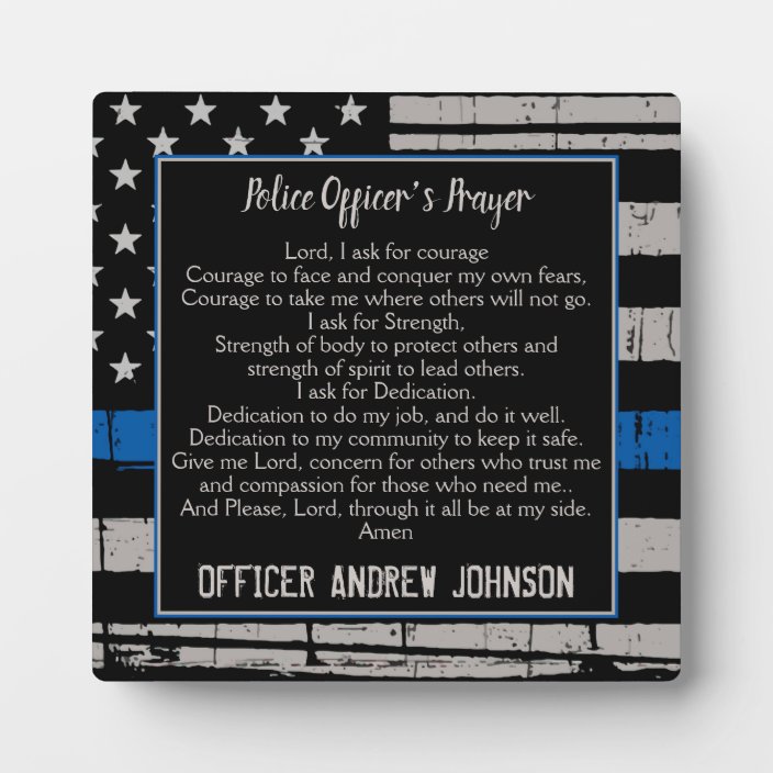 Thin Blue Line Police Officer's Prayer Plaque | Zazzle.com