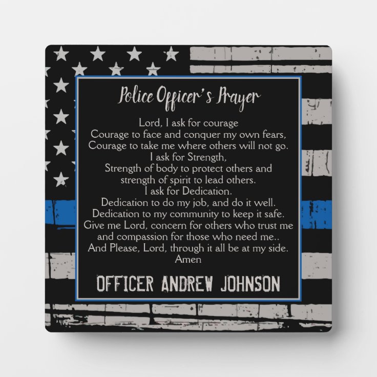 Thin Blue Line Police Officer's Prayer Plaque | Zazzle