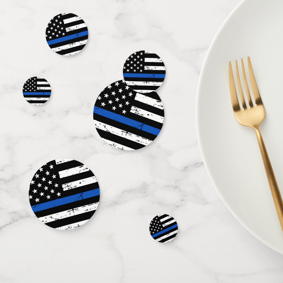 Thin Blue Line Police Retirement Law Enforcement Confetti | Zazzle