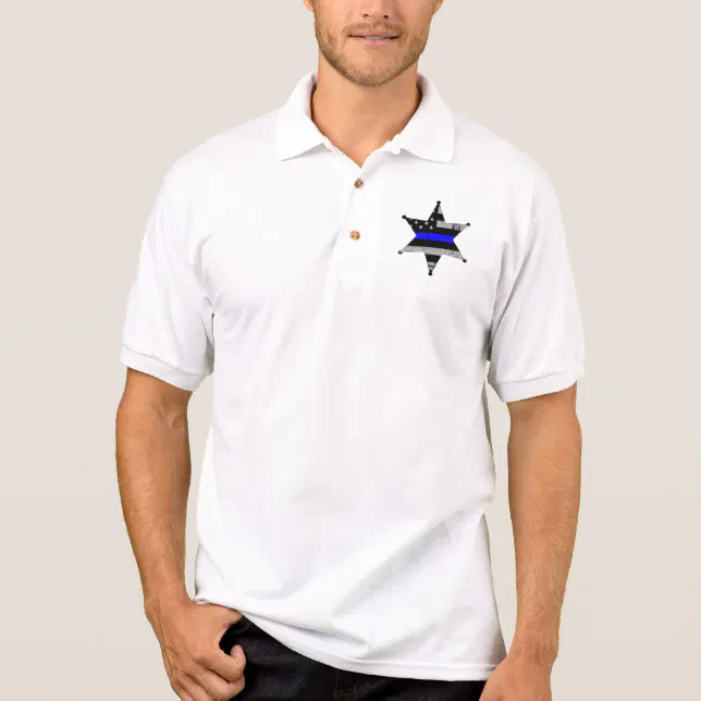 Thin Blue Line Police Sheriffs Badge Polo Shirt | Zazzle