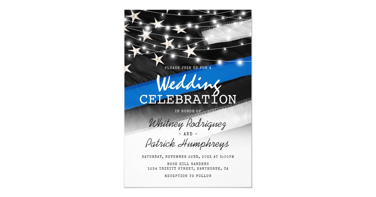 Thin Blue Line | Police Wedding Invitation | Zazzle.com