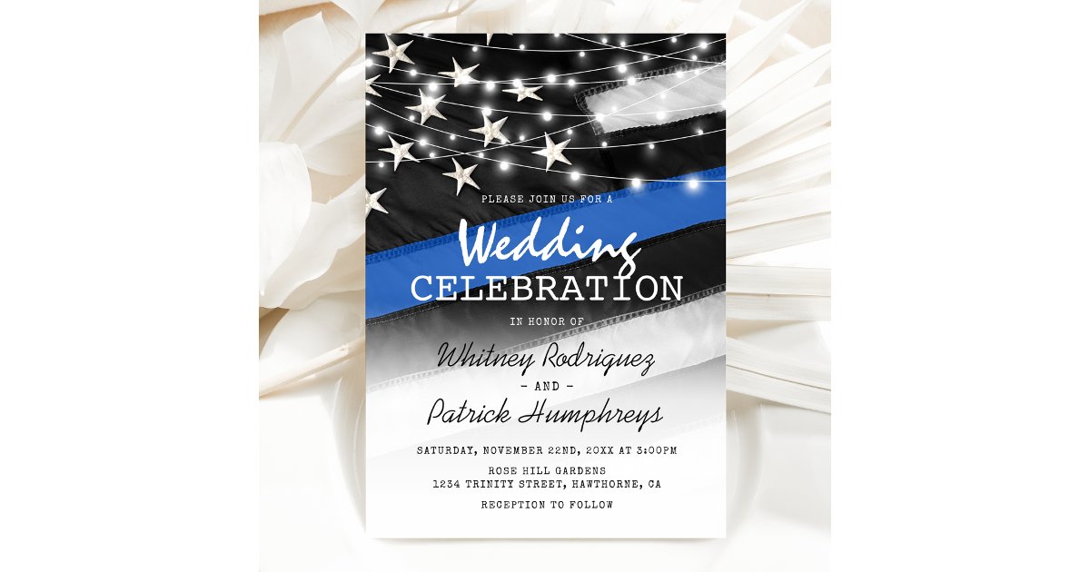 Thin Blue Line | Police Wedding Invitation | Zazzle