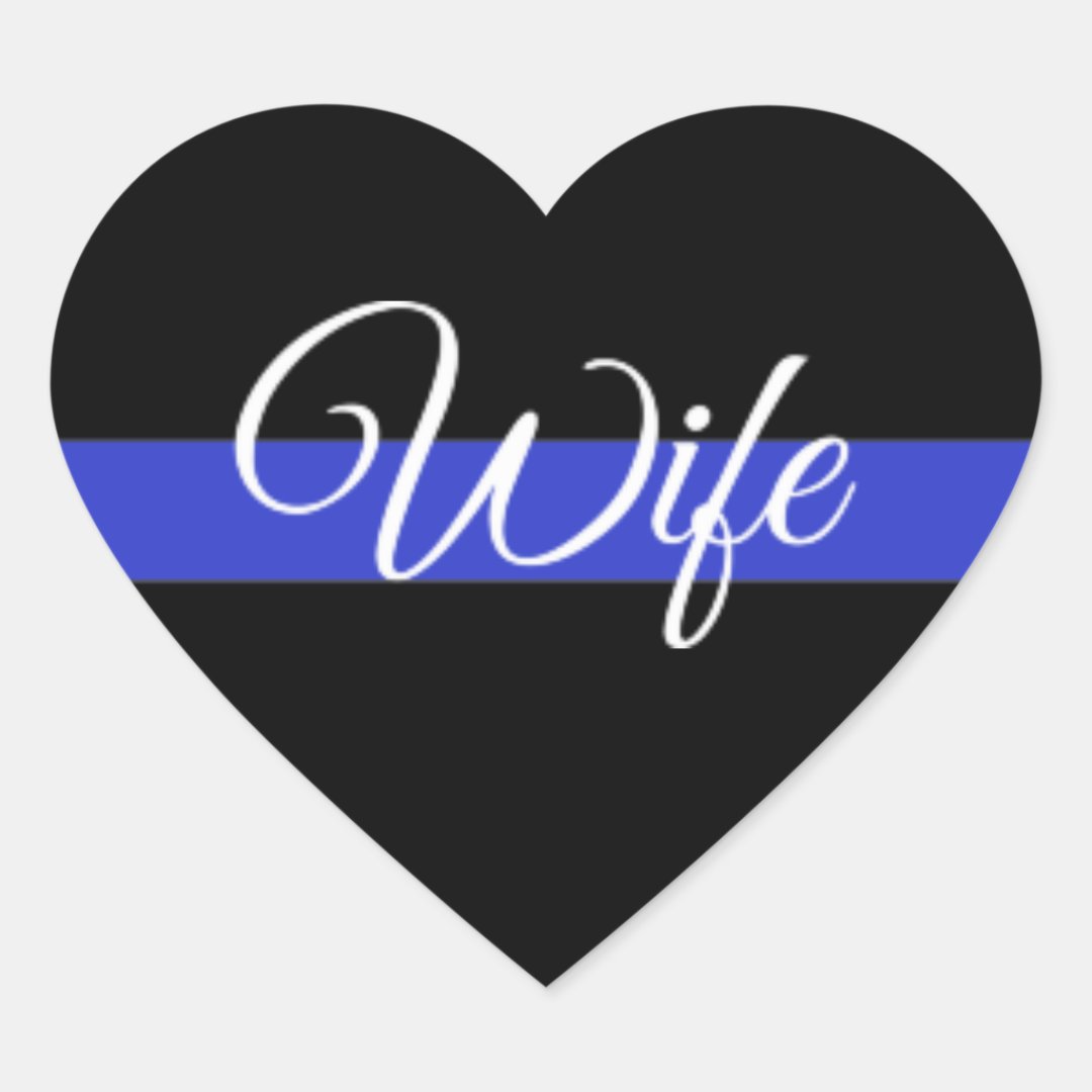 Thin Blue Line: Police Wife Heart Sticker | Zazzle