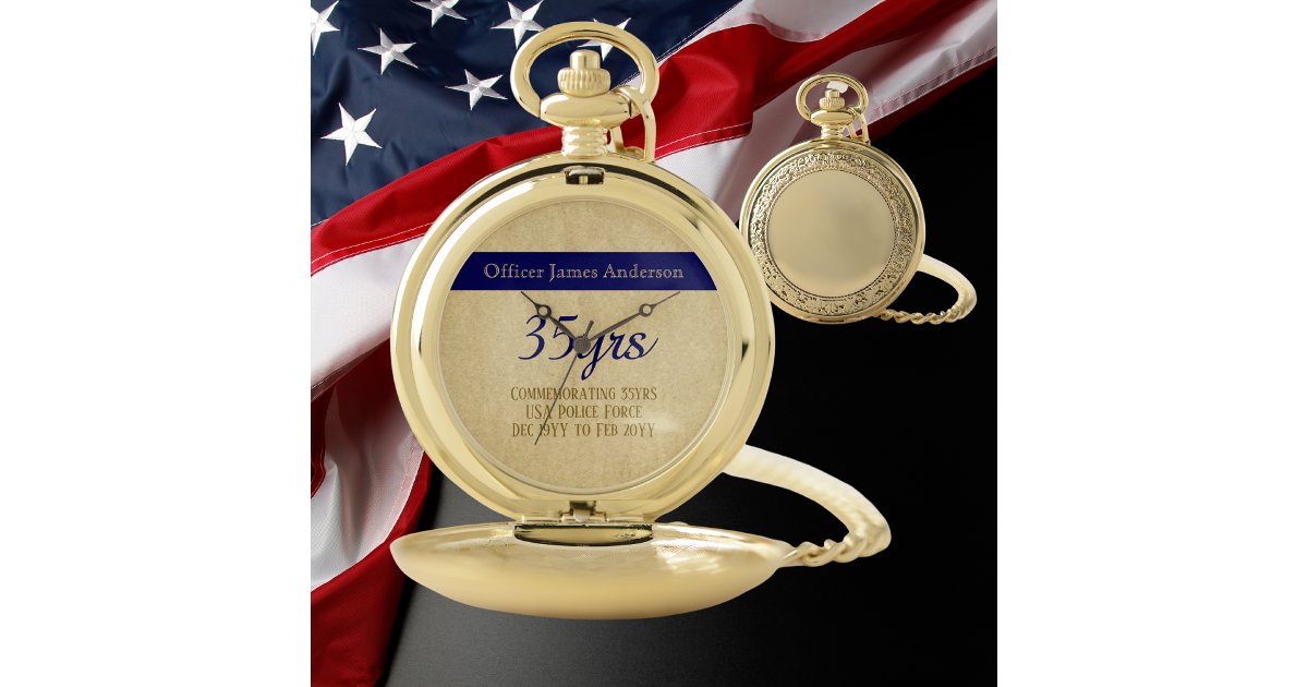 Thin Blue Line Retirement Gift Watch Personalized | Zazzle