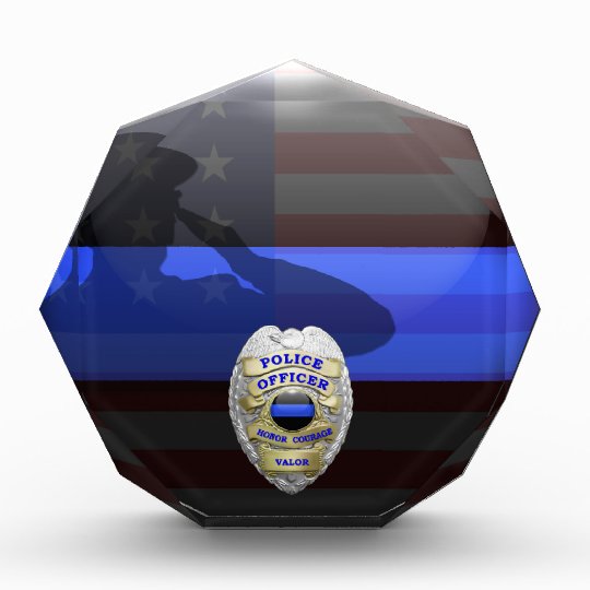 Thin Blue Line Salute Plaque Customizable Badges | Zazzle.com