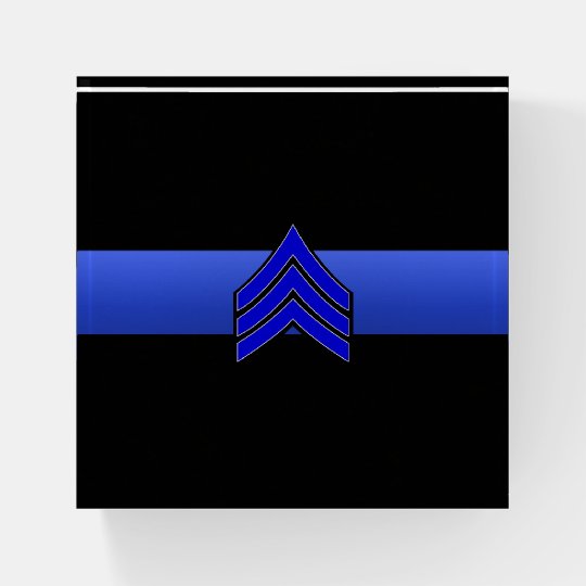 Thin Blue Line Sergeant Rank Stripes Paperweight | Zazzle.com