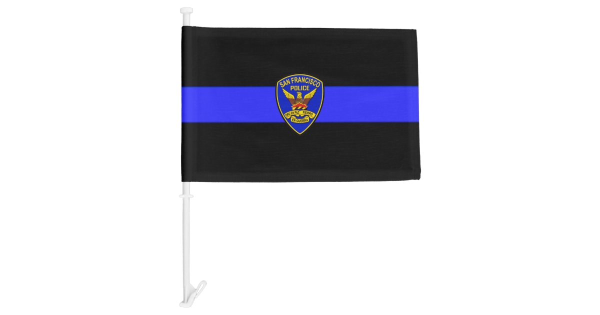 Thin Blue Line SFPD Memorial Funeral Flag | Zazzle