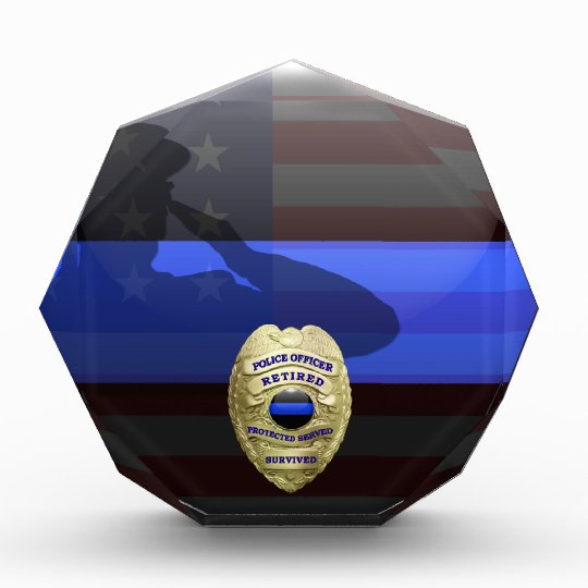 Thin Blue Line - Solid Gold Retirement Badge Acrylic Award | Zazzle.com