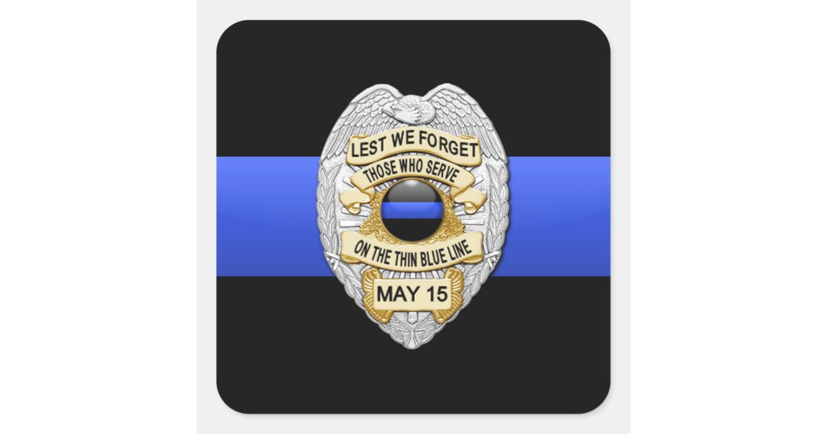 Thin Blue Line Square Sticker | Zazzle