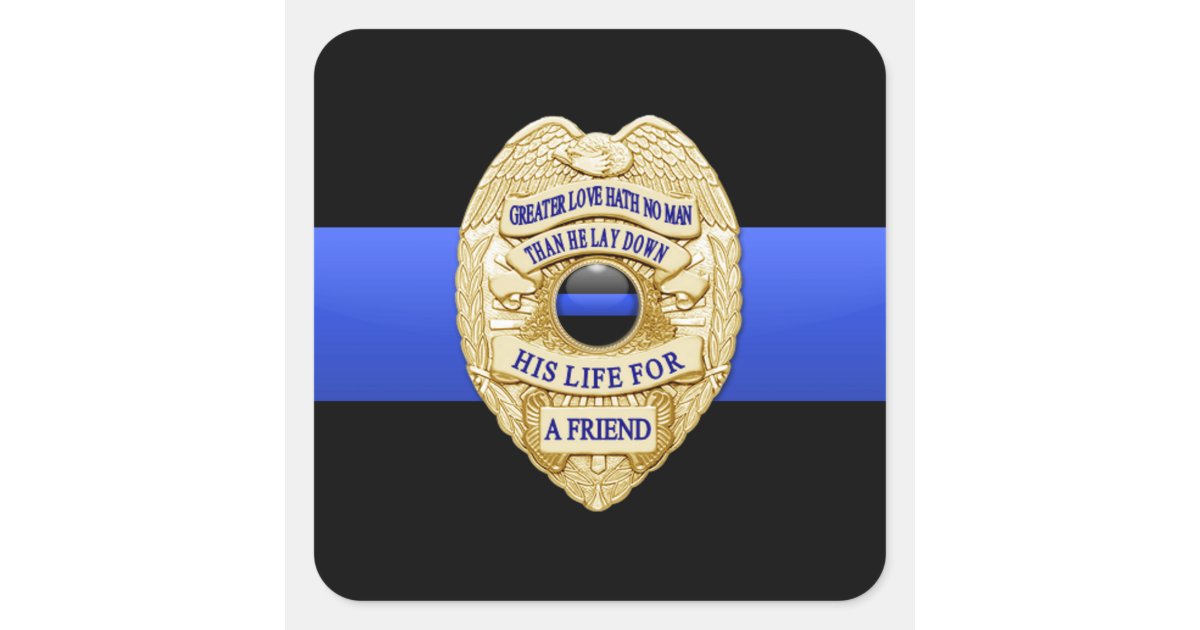 Thin Blue Line Square Sticker | Zazzle