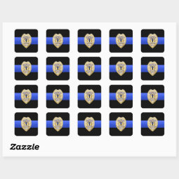 Thin Blue Line Square Sticker | Zazzle