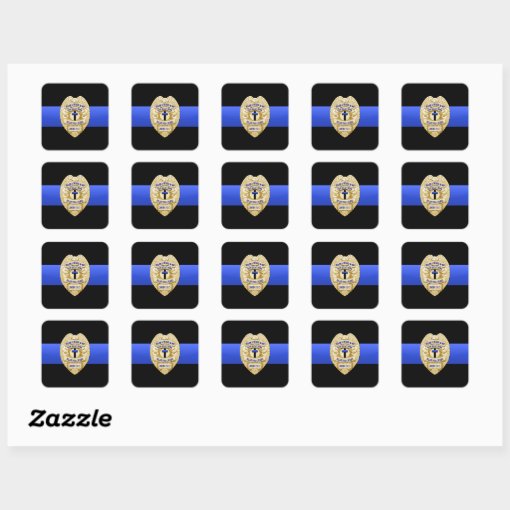 Thin Blue Line Square Sticker | Zazzle