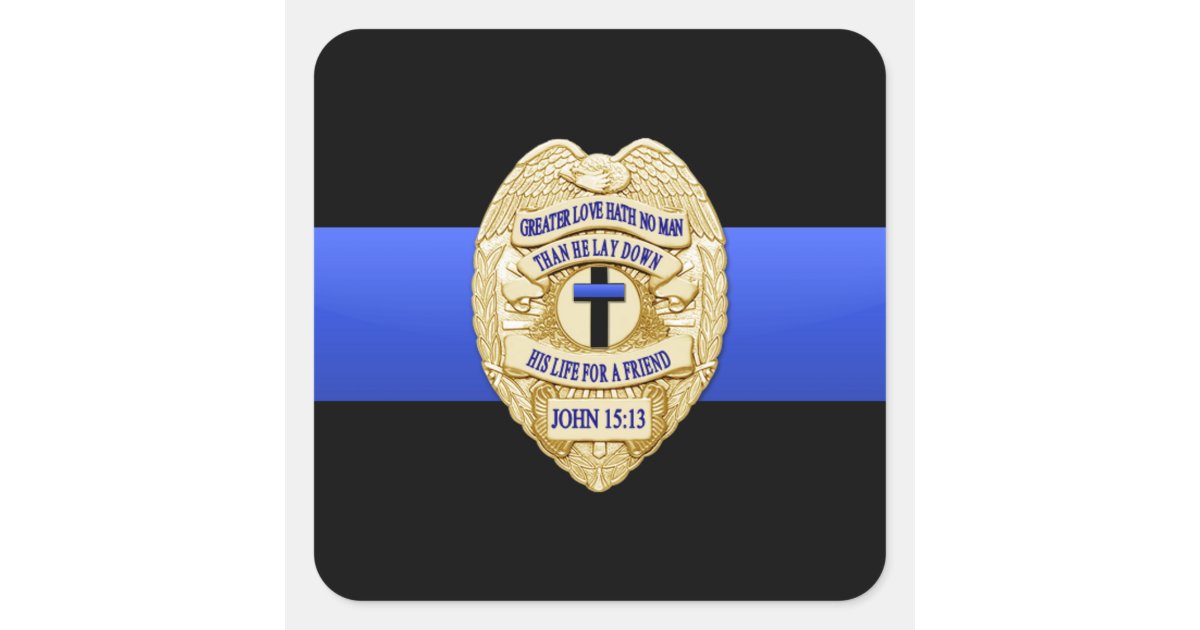 Thin Blue Line Square Sticker | Zazzle