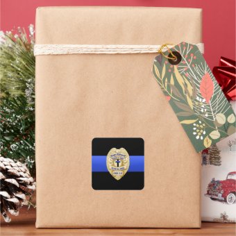 Thin Blue Line Square Sticker | Zazzle