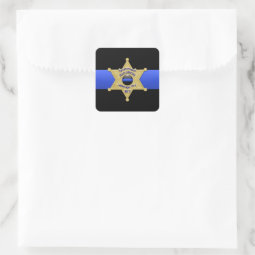 Thin Blue Line Square Sticker | Zazzle
