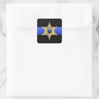 Thin Blue Line Square Sticker | Zazzle