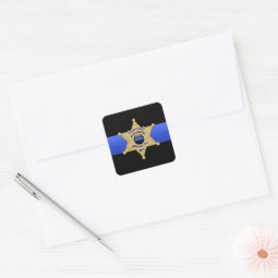 Thin Blue Line Square Sticker | Zazzle
