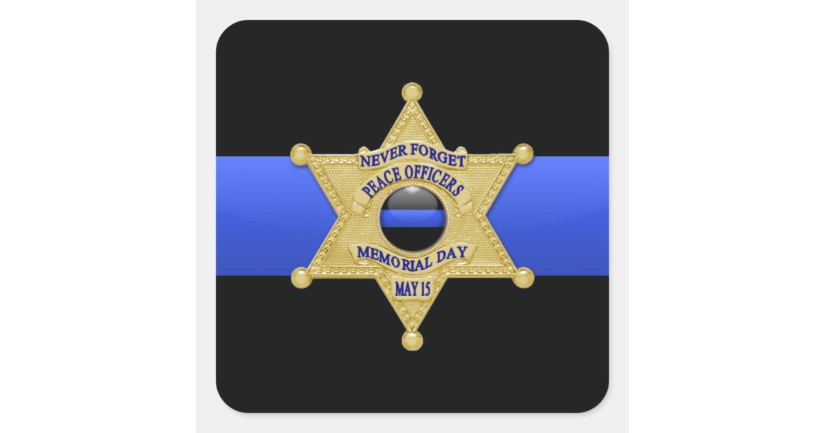 Thin Blue Line Square Sticker | Zazzle
