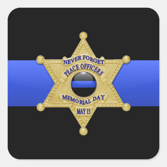 Thin Blue Line Square Sticker | Zazzle