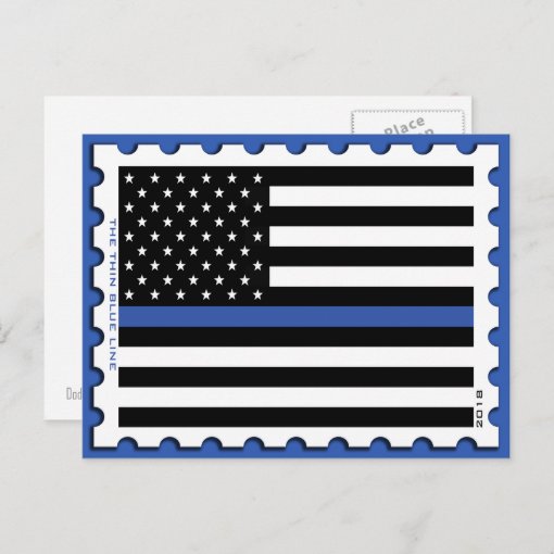 THIN BLUE LINE STAMP POSTCARD | Zazzle