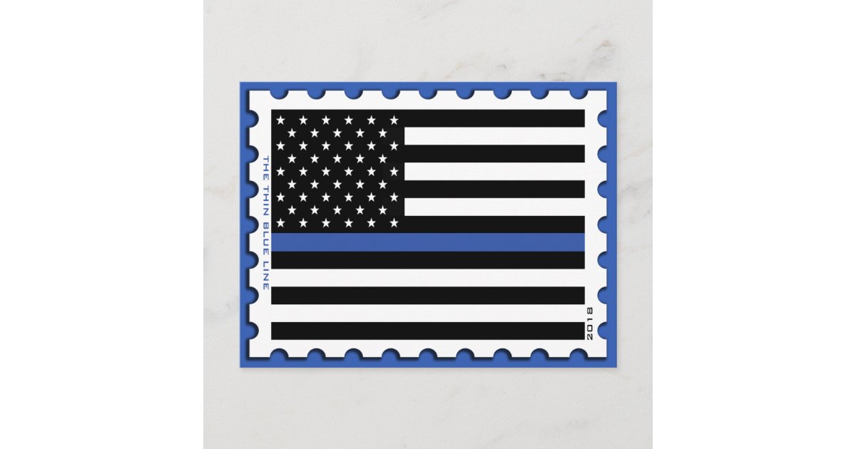 THIN BLUE LINE STAMP POSTCARD | Zazzle
