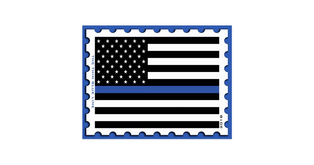 THIN BLUE LINE STAMP POSTCARD | Zazzle.com