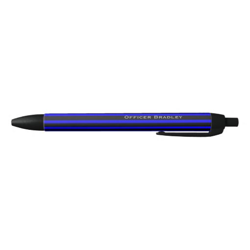 Thin Blue Line Striped Police Officer Name Blue Ink Pen | Zazzle