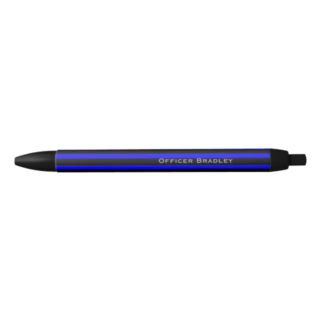 Thin Blue Line Striped Police Officer Name Blue Ink Pen | Zazzle