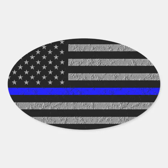 THIN BLUE LINE SUPPORT POLICE OVAL BUMPER STICKER | Zazzle