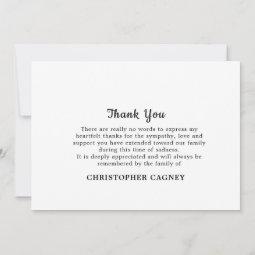 Thin Blue Line Sympathy Police Memorial Funeral Thank You Card | Zazzle