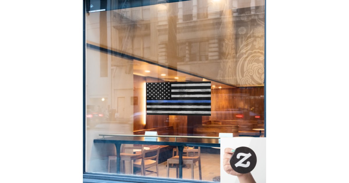 Thin Blue Line Tattered Distressed Flag Window Cling | Zazzle