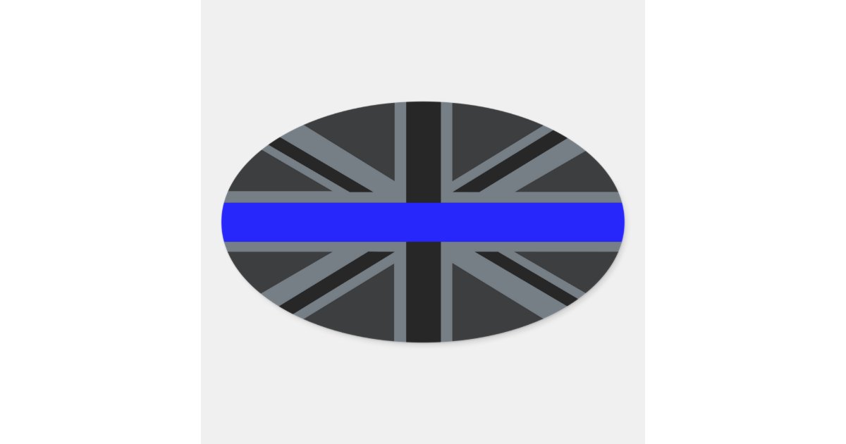 Thin Blue Line Union Jack Decor Oval Sticker | Zazzle