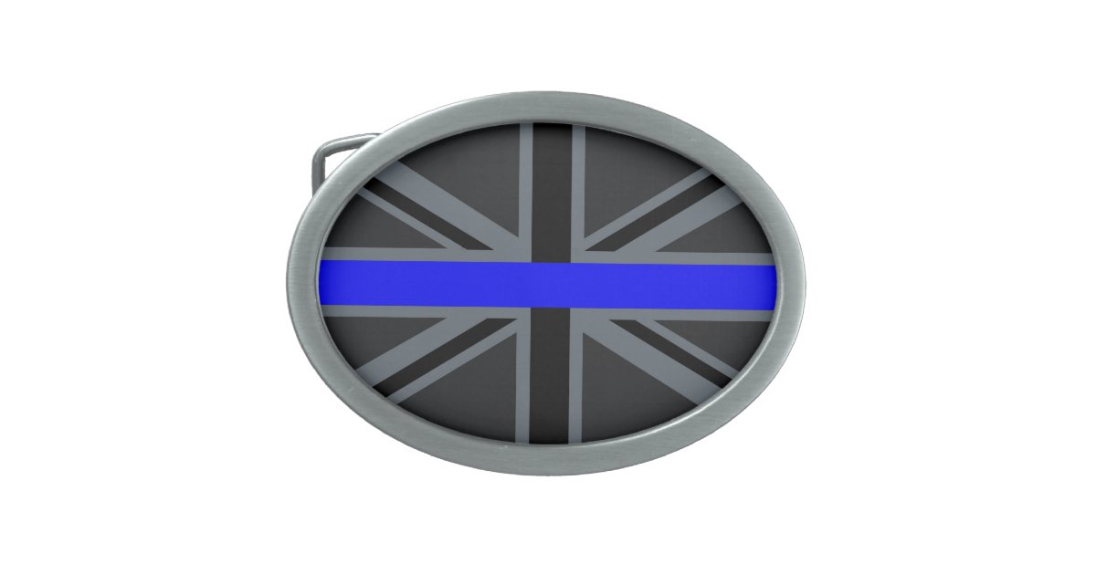 Thin Blue Line Union Jack Design Oval Belt Buckle | Zazzle