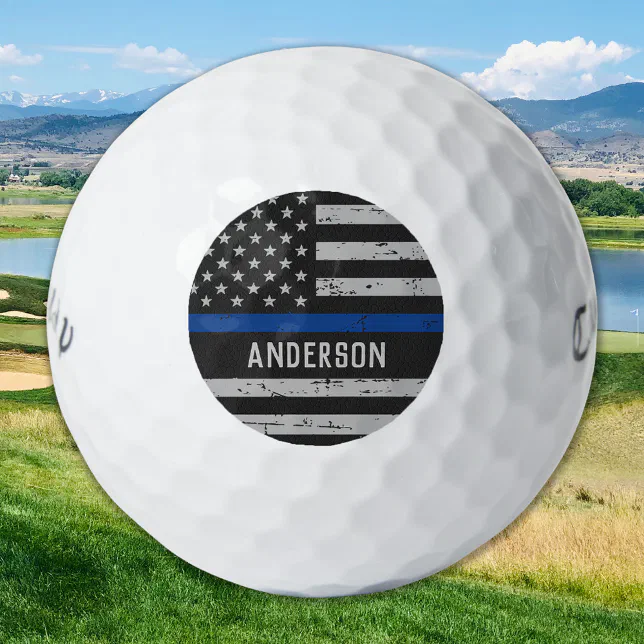 Thin Blue Line - USA American Flag Police Officer Golf Balls | Zazzle