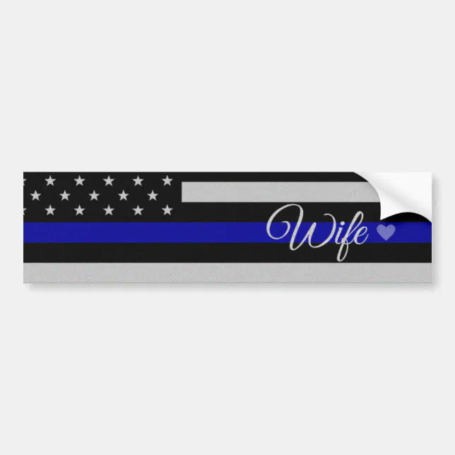Thin Blue Line Wife Flag Bumper Sticker | Zazzle