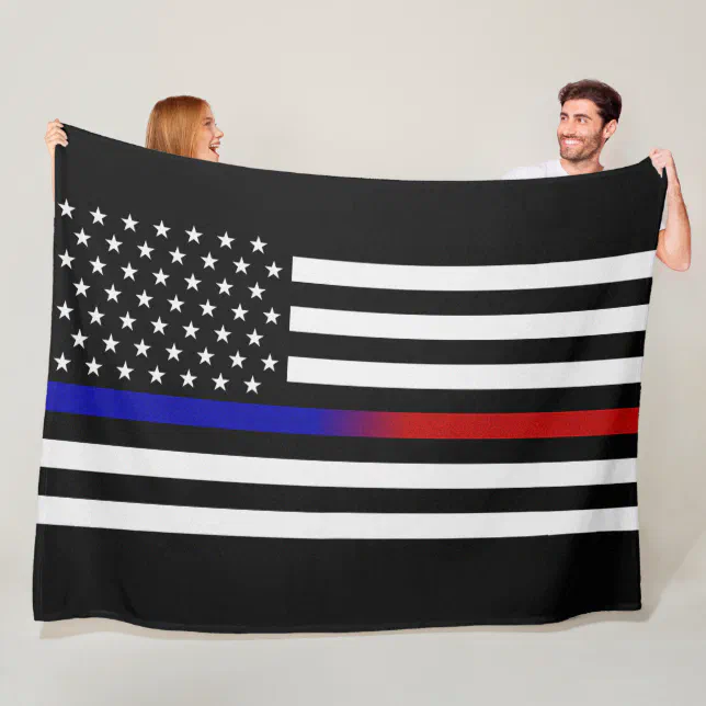 Thin Blue/Red Line Flag Fleece Blanket | Zazzle