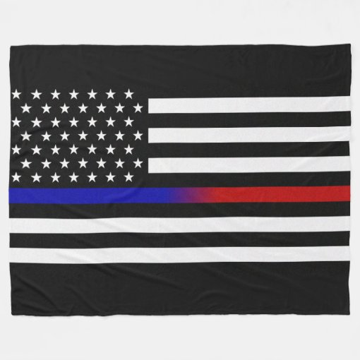 Thin Blue/Red Line Flag Fleece Blanket | Zazzle