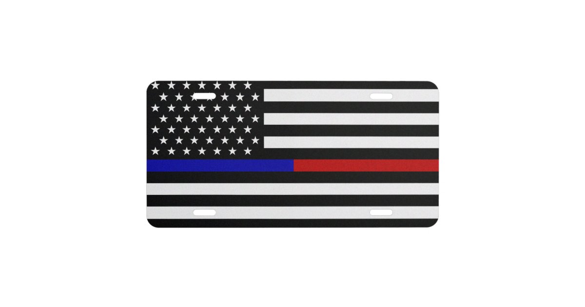 Thin Blue/Red Line Flag License Plate | Zazzle