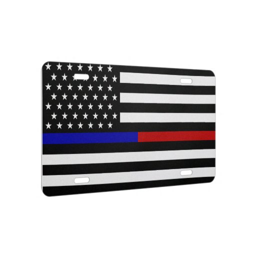 Thin Blue/Red Line Flag License Plate | Zazzle