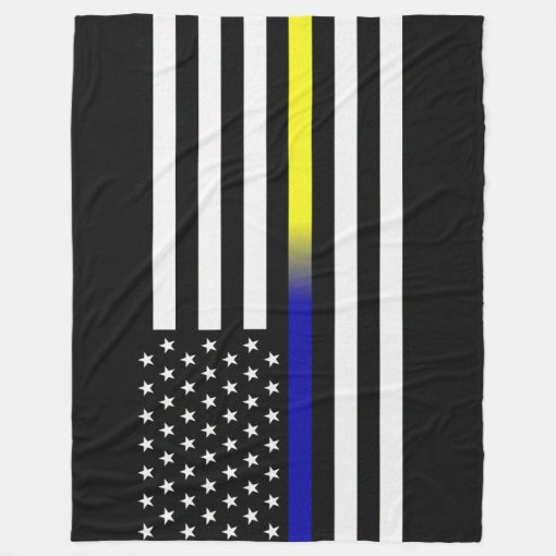 Thin Blue/Yellow Line Flag Fleece Blanket | Zazzle
