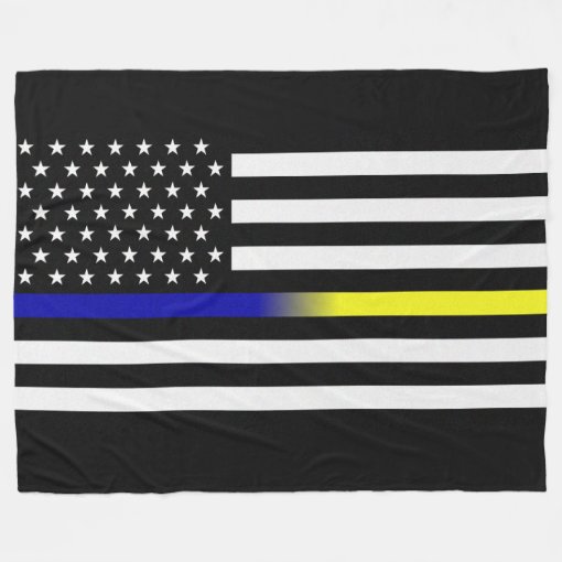 Thin Blue/Yellow Line Flag Fleece Blanket | Zazzle