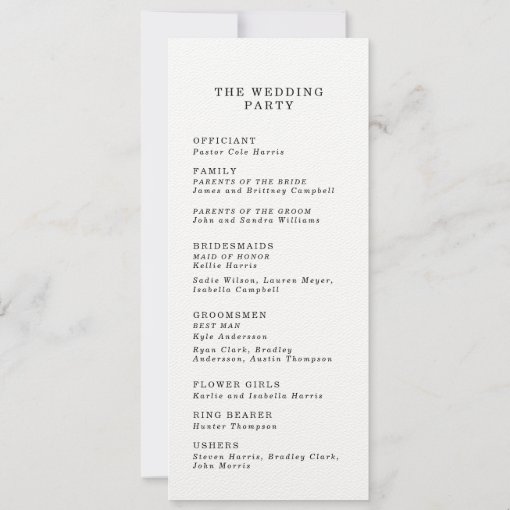 Thin faux gold border wedding program | Zazzle