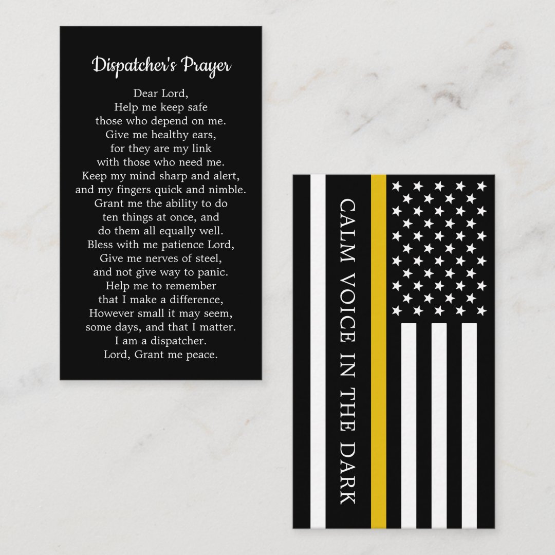 Thin Gold Line 911 Dispatcher Prayer Bulk Busines Business Card | Zazzle
