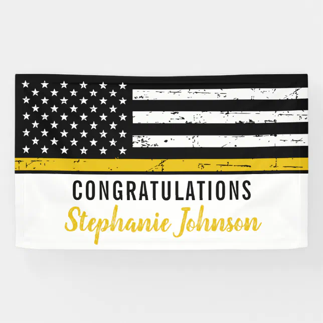 Thin Gold Line 911 Police Dispatcher Party Banner | Zazzle