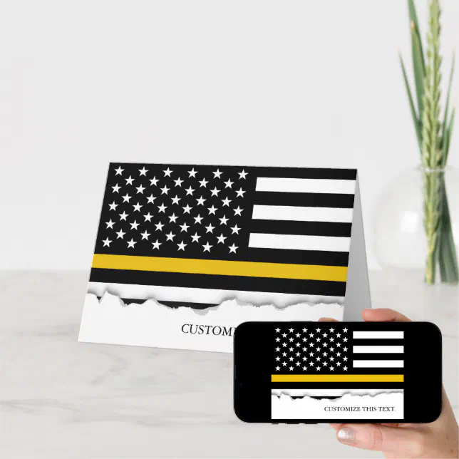 Thin Gold Line American Flag | 911 Dispatch Card | Zazzle