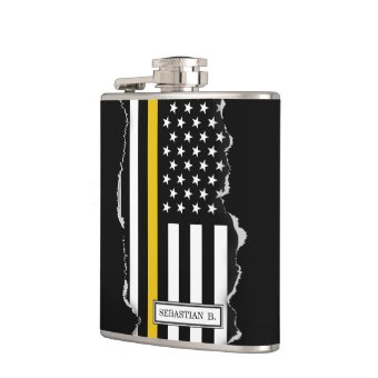 Thin Gold Line Dispatch USA Flag Torn Out Look Flask | Zazzle