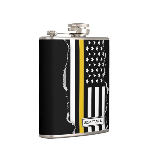 Thin Gold Line Dispatch USA Flag Torn Out Look Flask | Zazzle