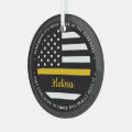 Thin Gold Line Personalized Flag 911 Dispatcher Glass Ornament | Zazzle