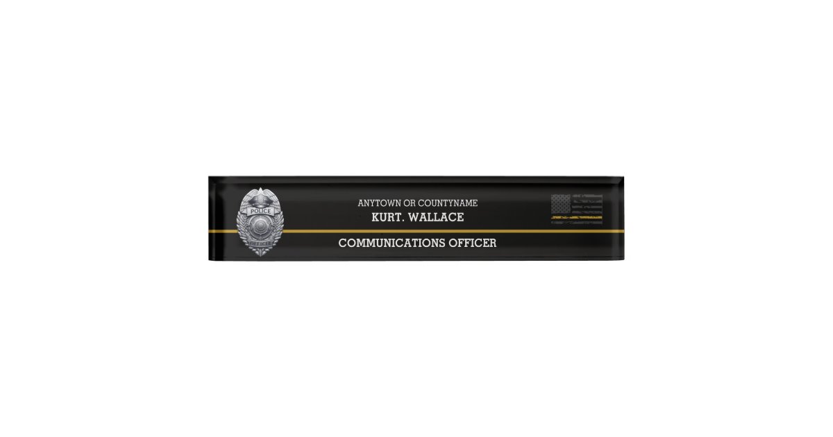 Thin Gold Line Police Officer Department Logo Desk Name Plate | Zazzle