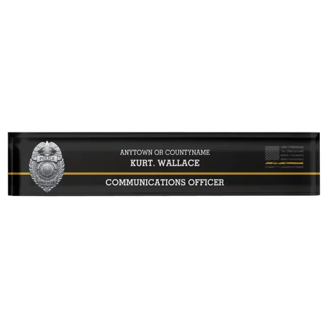 Thin Gold Line Police Officer Department Logo Desk Name Plate | Zazzle